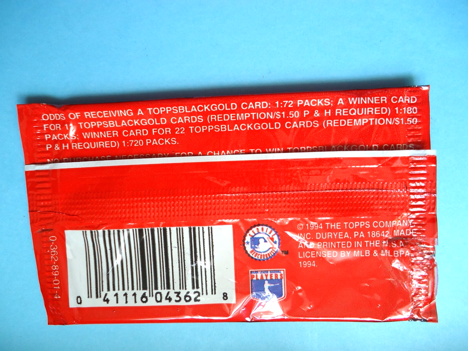 1994 Topps Baseball card wrapper - Series 1 - MLB | eBay