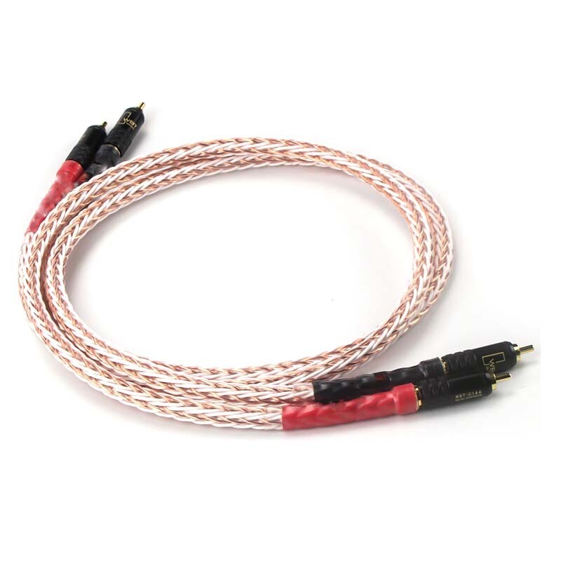 Pair 8TC 7N OCC Pure copper 2RCA to 2 RCA Male Hifi Audio Interconnect ...