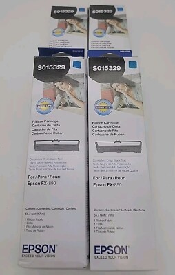 Lot of 4 Genuine Epson S015329 - FX-890 Fabric Ribbon Cartridge New in ...