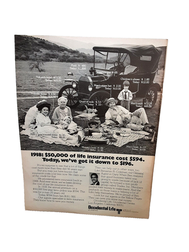 1974 Occidental Life Insurance Family with Ford Model T Original Print ...