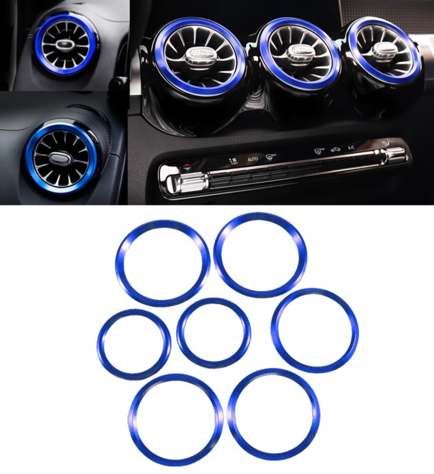 7PCS Blue Aluminum A/C Air Vent Ring Trim Set Fits 20-23 X247 GLB250 ...