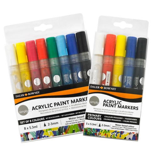 Daler Rowney Simply Acrylic Paint Marker Sets of 5 or 8 Colour Pens | eBay