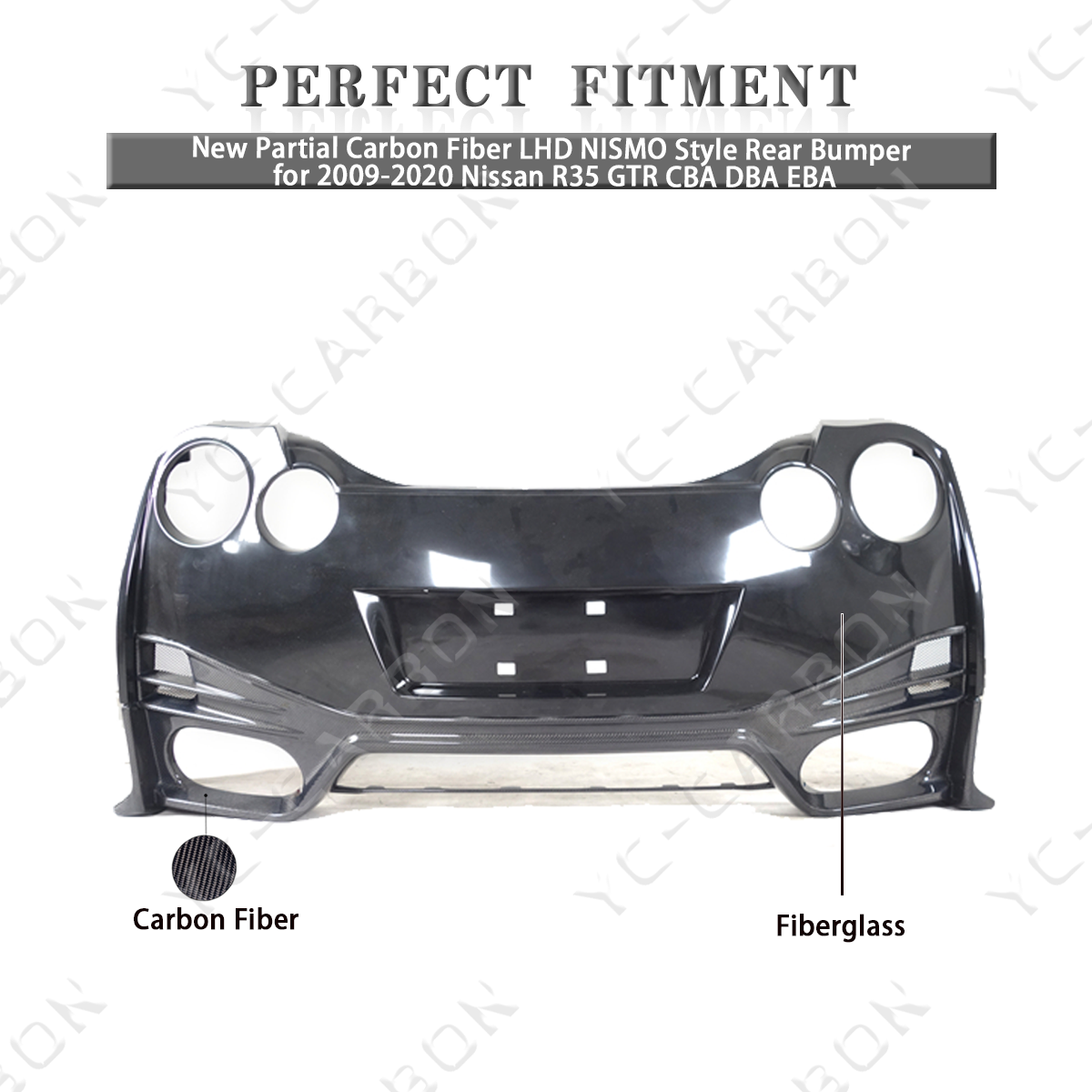 Partial Carbon LHD NSM Style Rear Bumper for 2009-20 Nissan R35 GTR CBA ...