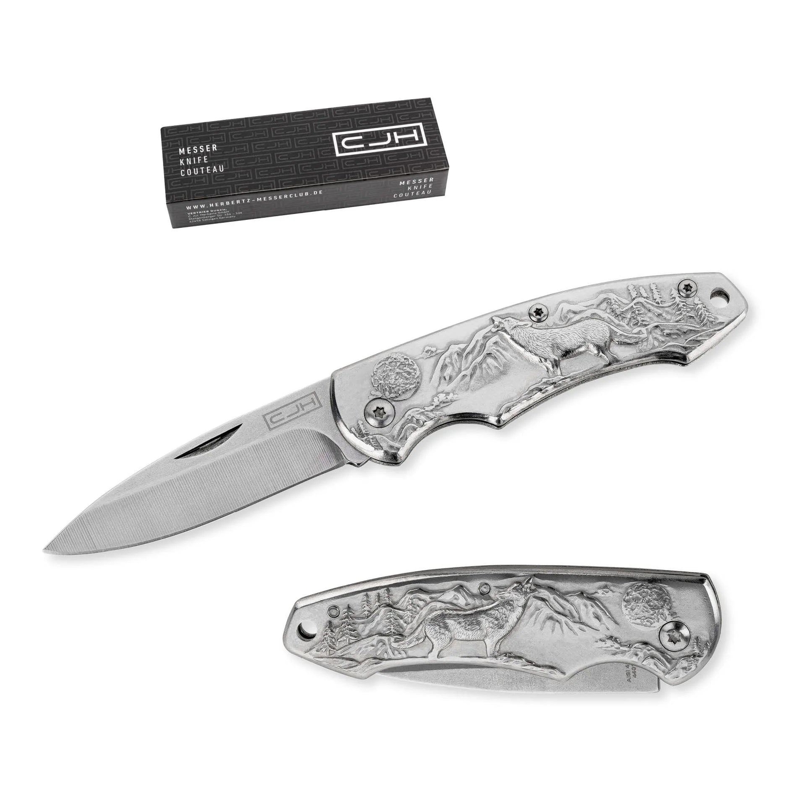 Herbertz Silver Wolf Pocket Knife Compact Folding Opening - 44015 | eBay
