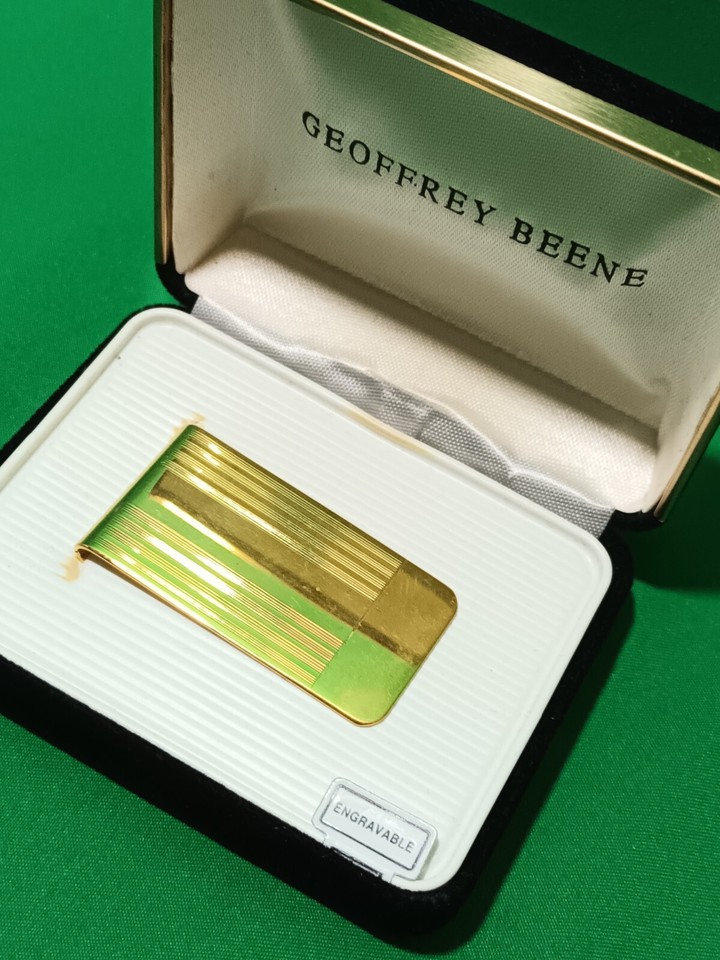 New in Box Geoffrey Beene Engraveable Money Clip Gold Color Gift | eBay