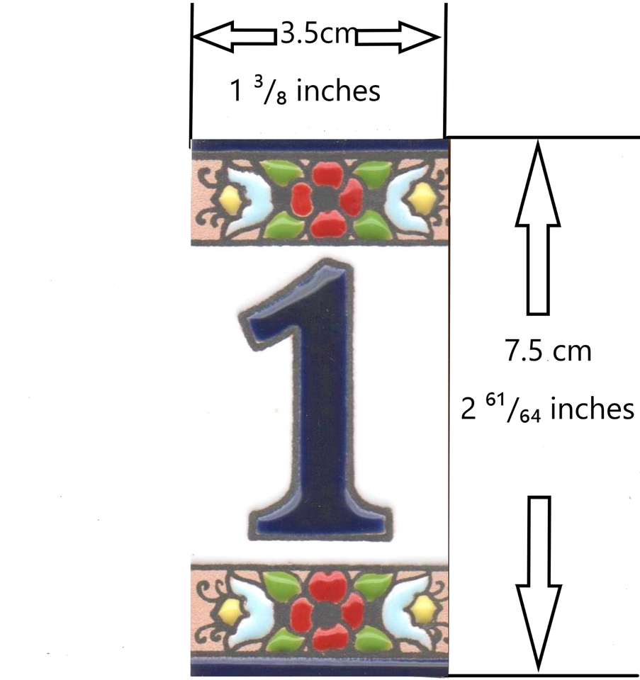 Hand-painted Ceramic Cherry Number Tiles 7.5 x 3.5 cm with Optional ...