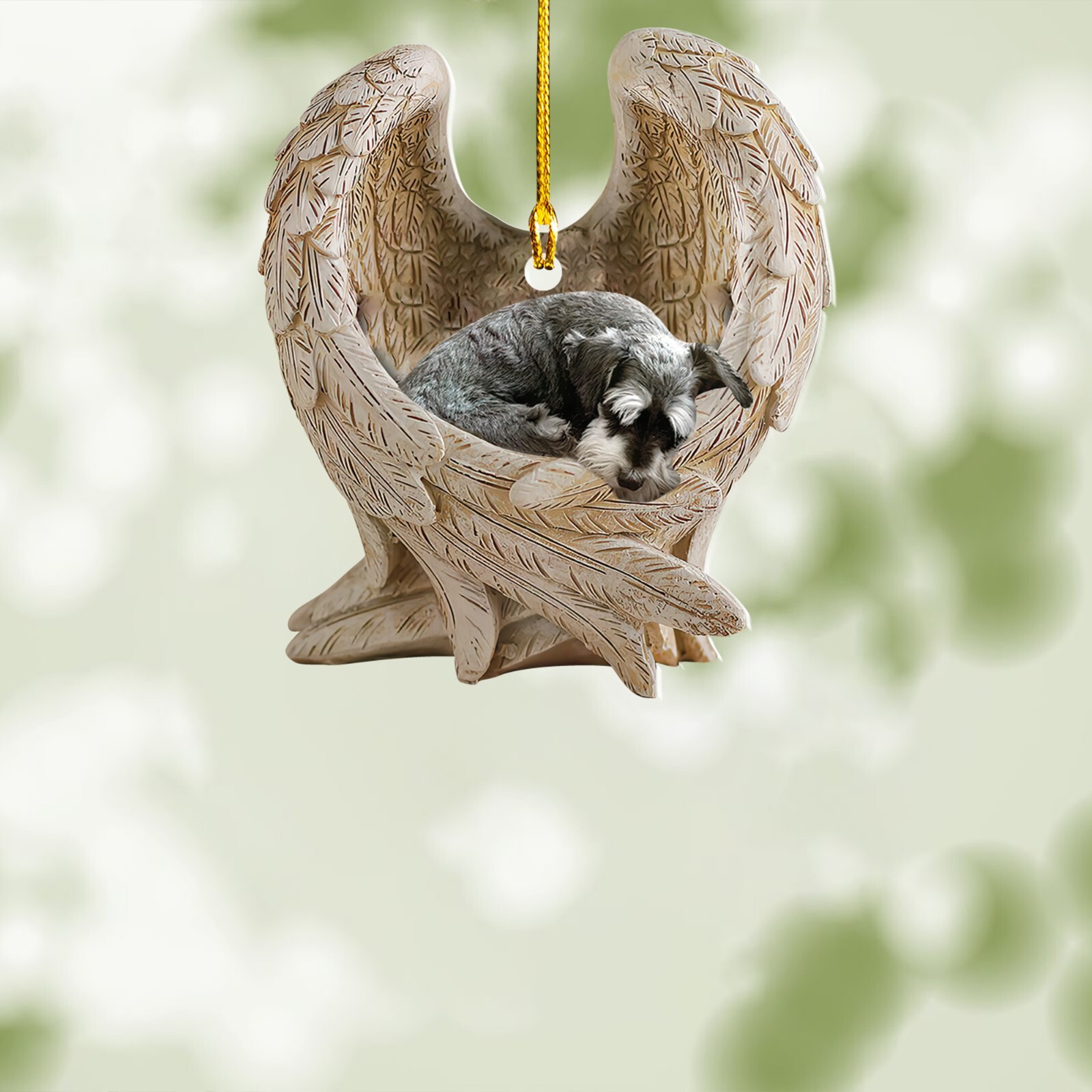 Schnauzer Dog Sleeping Angel Wing Christmas Ornament, Dog Memory Decor ...