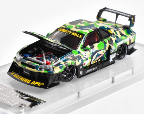 SW 1:64 Camo Skyline GTR ER34 Tokyo Custom Sports Model Diecast Metal ...