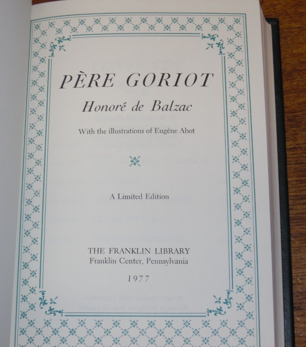 Franklin Library Book - Pere Goriot Honore De Balzac - 100 Greatest ...