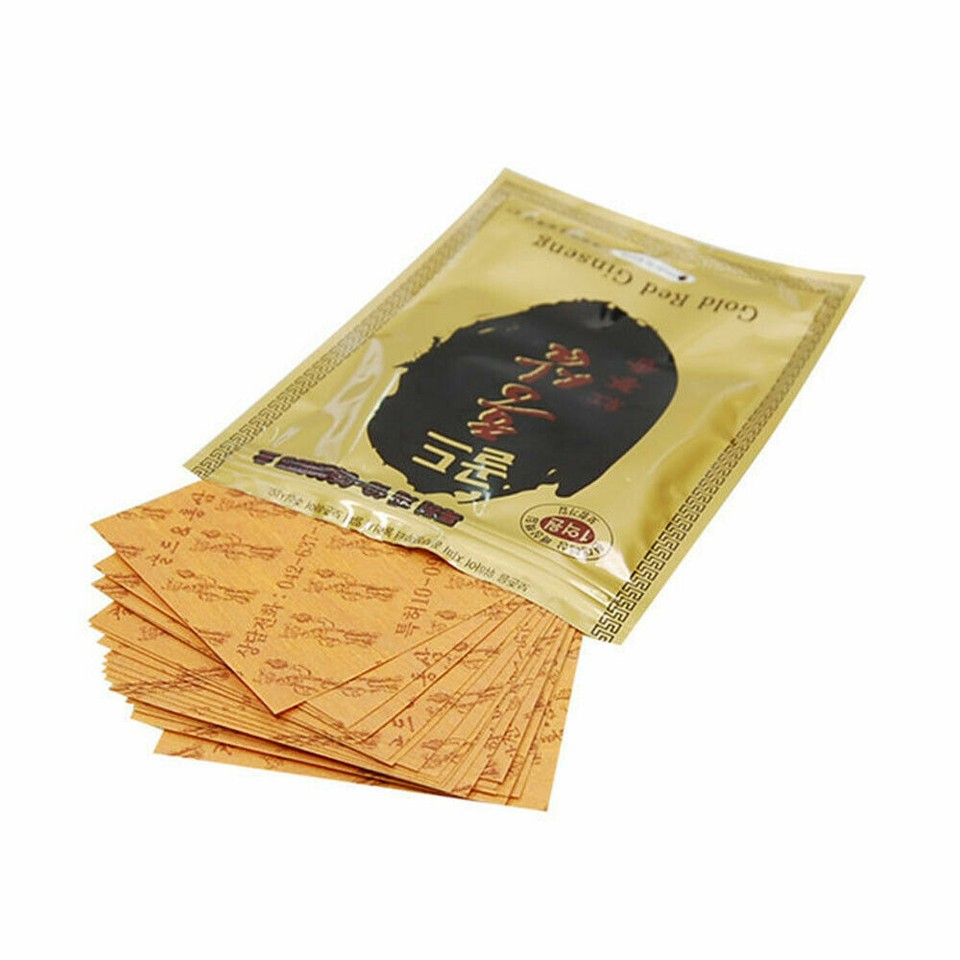 Korean Gold Red Ginseng Patch Powerstrip Energy Pain Relief Hot Pack ...