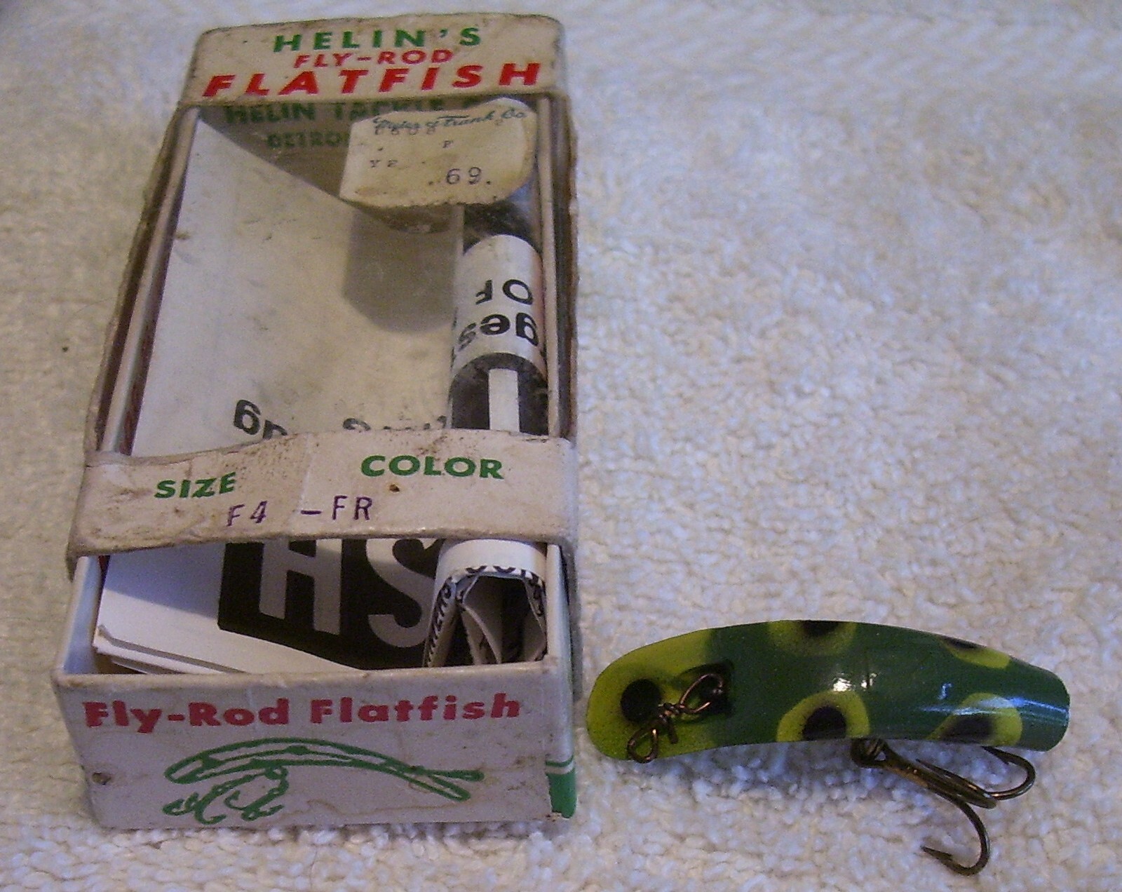 VINTAGE HELIN FLATFISH F4 LURE 6/13/22 IN BOX F4-FR PAPERS 1.5" | eBay