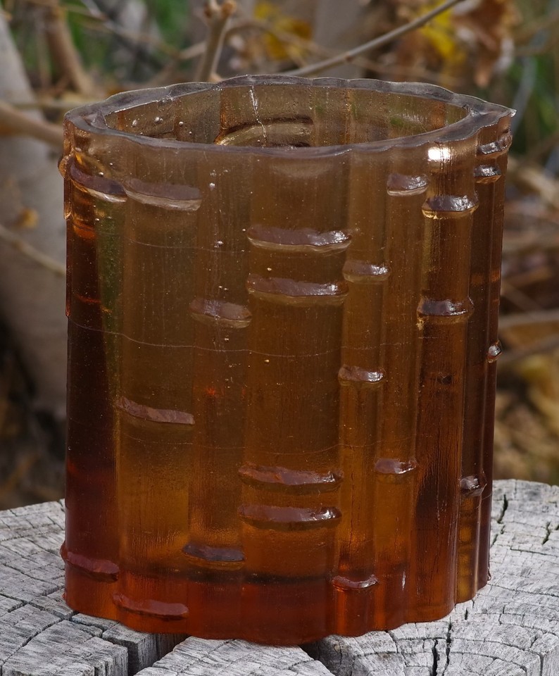 VINTAGE Bamboo Pattern VASE Heavy Amber Glass Slab 1960's RARE FIND! | eBay