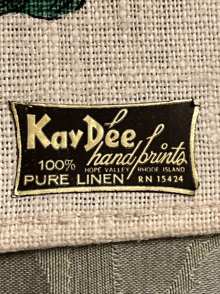 Vintage Kay Dee 100% linen hand prints “DOLLHOUSE & DOLLS” dish tea ...