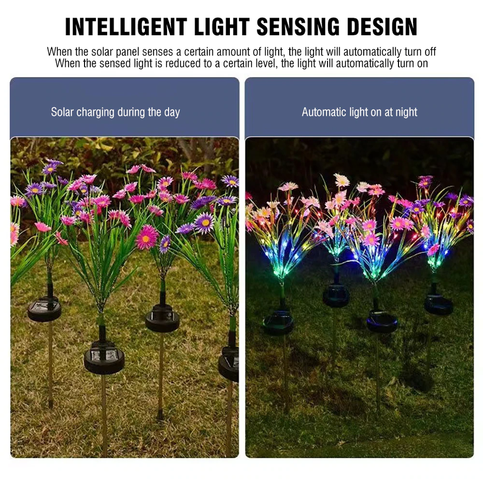 Solar Garden Lights LED Flower Stake Lamp Outdoor Yard Waterproof Patio ...