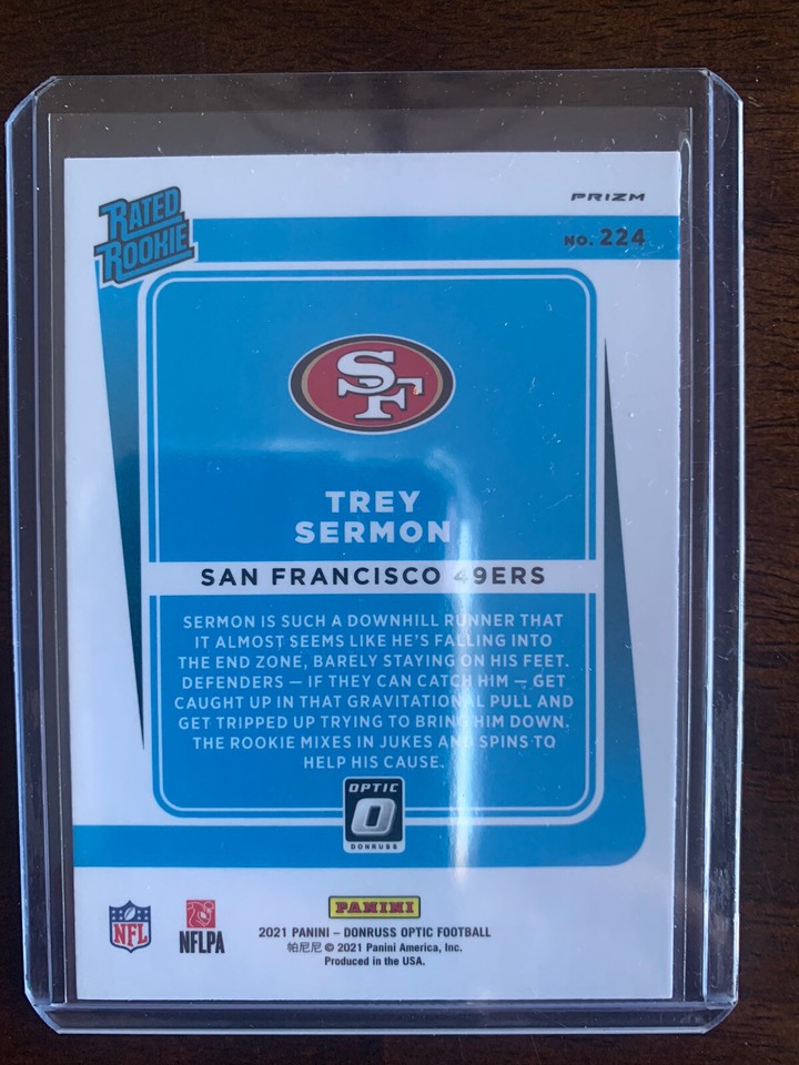 Trey Sermon 2021 Donruss Optic Rated Rookie # 224 RC Silver Prizm San ...