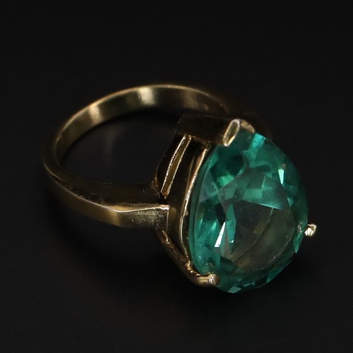 Sterling Silver DESIGNER IBB Green Topaz Teardrop Gold Cocktail Ring ...