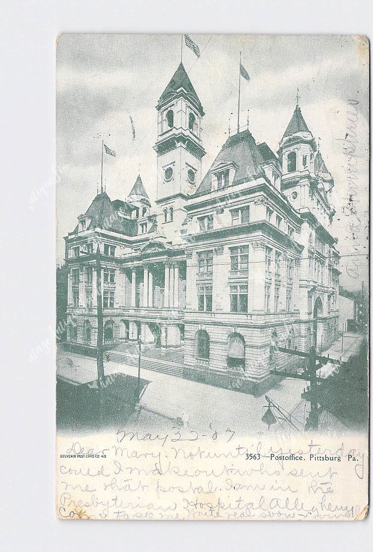 PPC Postcard PA Pennsylvania Pittsburg Post Office Exterior Street View ...