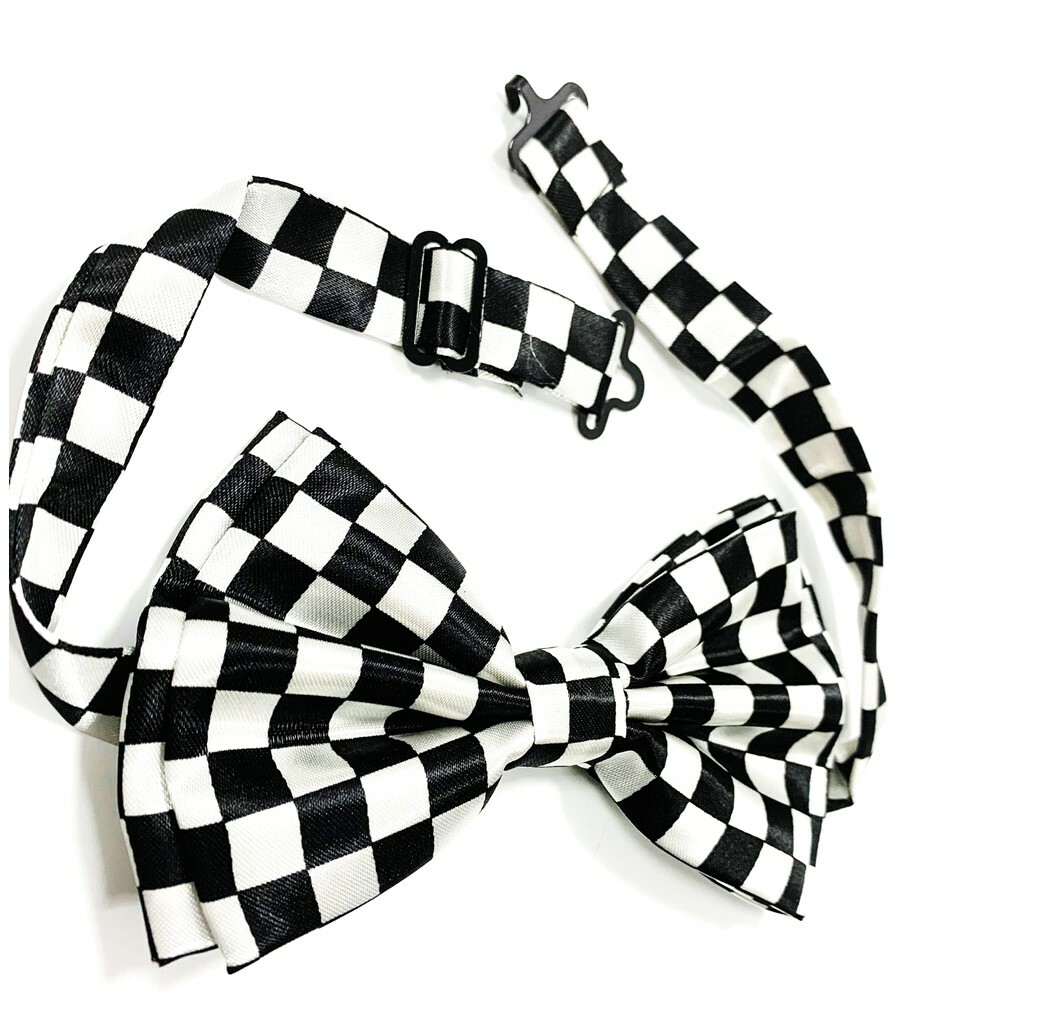 Black and White Checkered Bow Tie Police Fancy Dress Wedding Prom ...