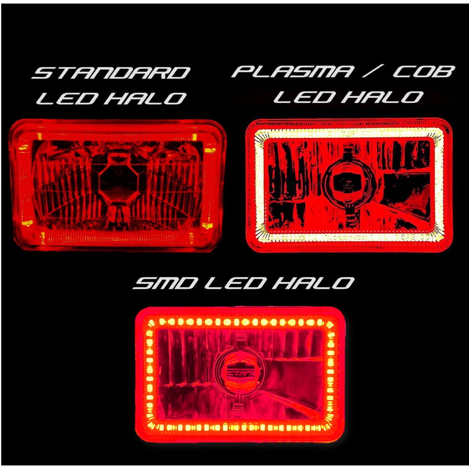 4X6 Pink SMD LED Halo Angel Eye Headlight Headlamp 60W Halogen Light ...