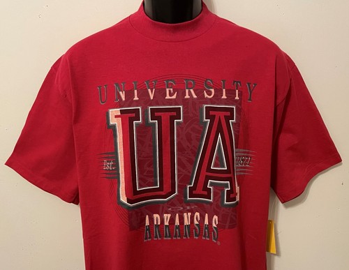 Vintage 90's Univ Arkansas RAZORBACKS Hogs CRABLE T-Shirt NCAA NWT NEW ...