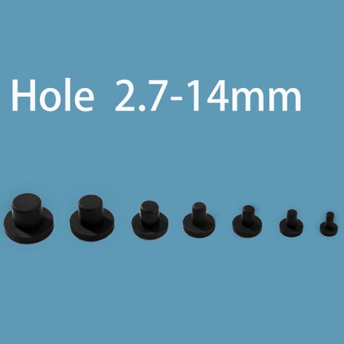 Rubber Hole Plugs 2.7-14mm Push In Compression Stem Solid Black&White ...