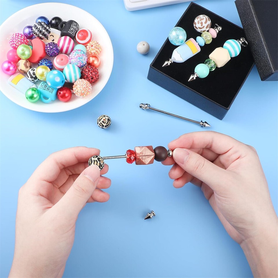 20Pcs Beadable Keychain Bar, Metal DIY Blank Bead Key Chain Making ...