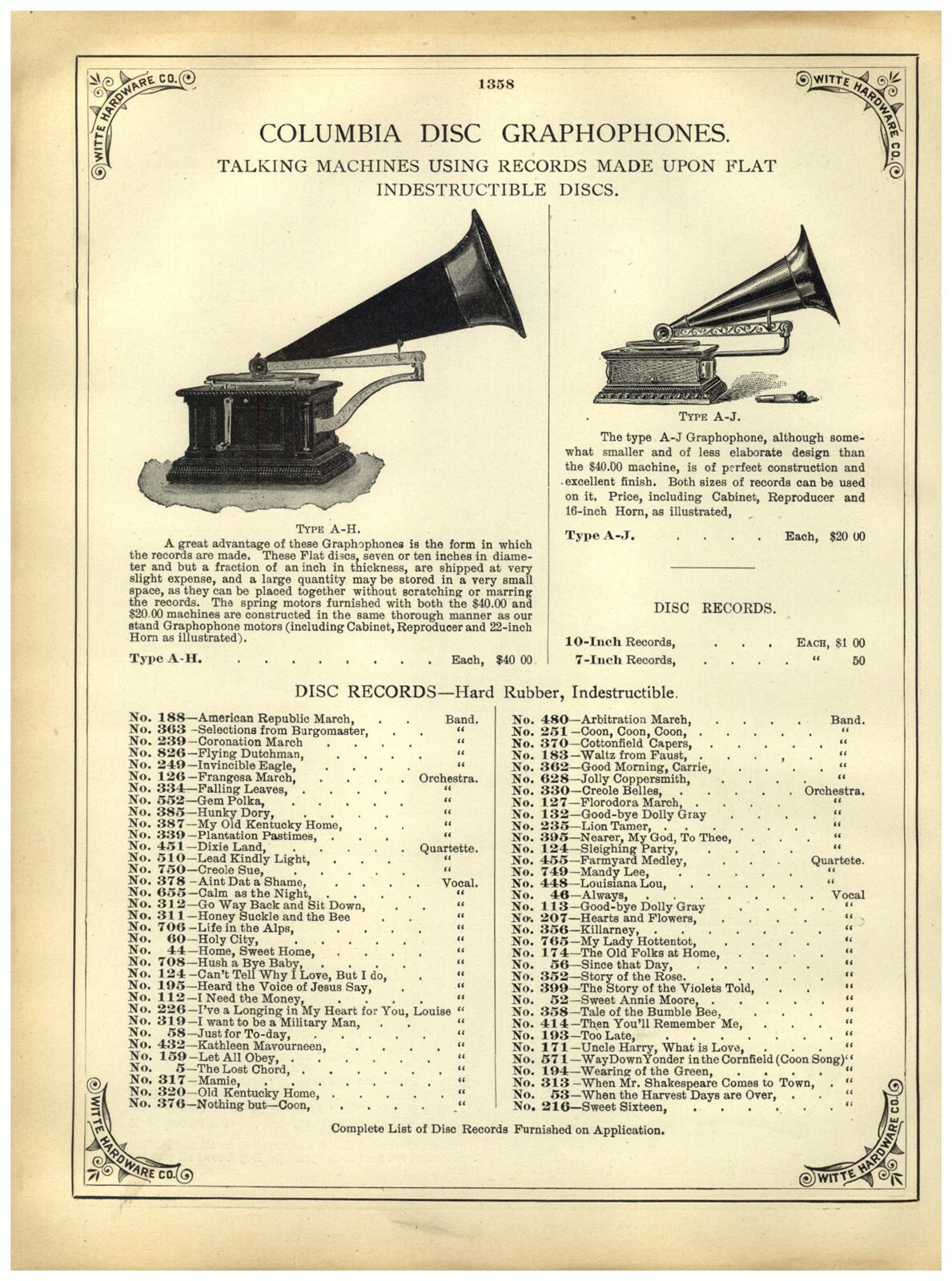 1902 PAPER AD 5 PG Columbia Disc Graphophone Vending Talking Machine ...