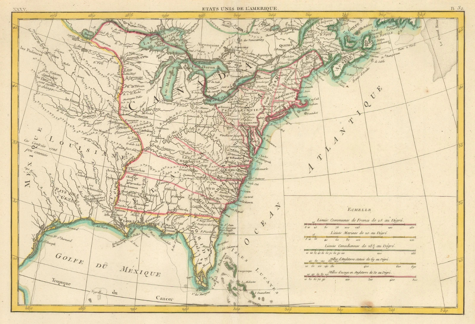 United States Of America 1780 Vintage Historic Map Poster Print | eBay