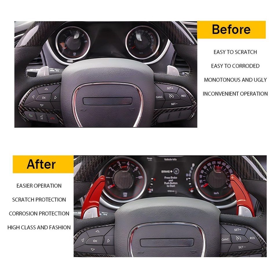 Steering Wheel Shift Paddle Extended Shifter Trim For Dodge Challenger ...