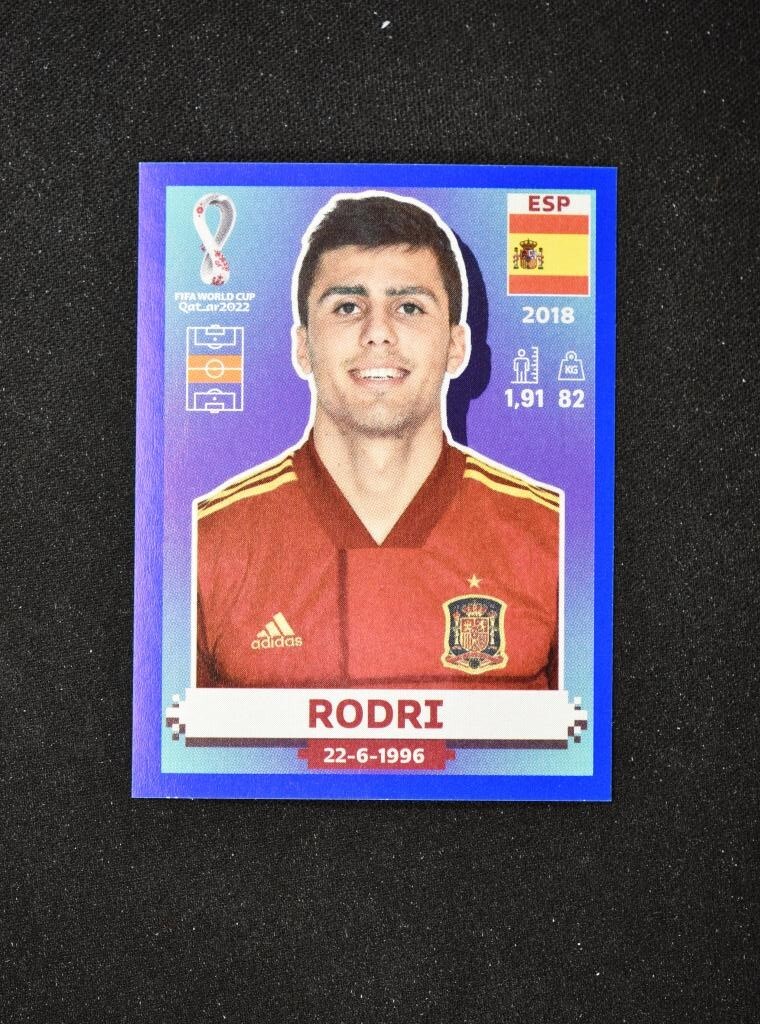 2022 World Cup Stickers Base Blue #ESP14 Rodri - Spain | eBay