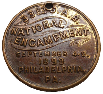1899 GAR ADMIRAL DEWEY National Encampment Philadelphia Token Civil War ...