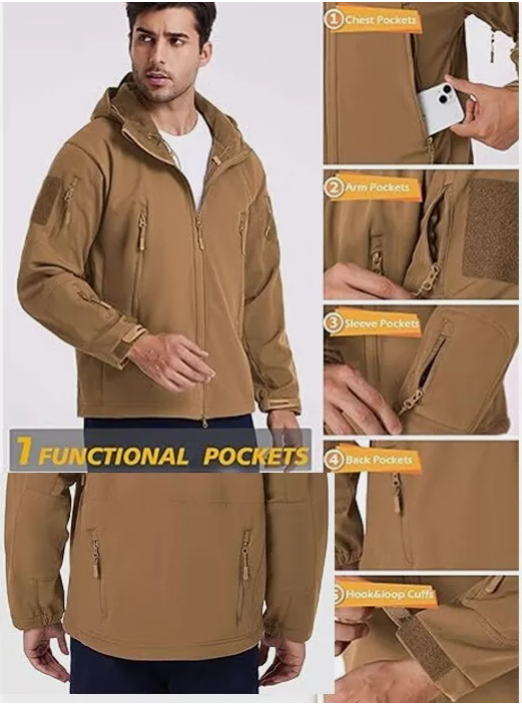 Men's Tactical Jacket Waterproof Soft Shell Military Warm Outdoor Work Coat | eBay