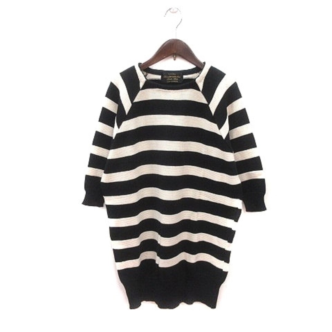 Nano universe knit dress mini border three-quarter sl… - Gem