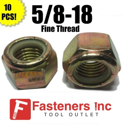 (Qty 10) 5/8-18 Fine Grade 8 Nylon Insert Lock Nuts Nylock Yellow Zinc ...