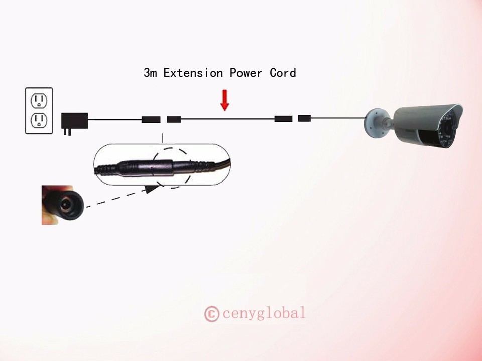 3m Extension Cable Cord For Lorex LIVE Wireless Secuirty Camera 9VDC AC ...