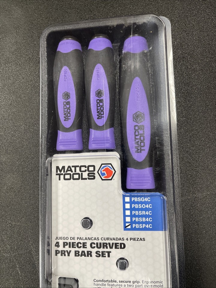 NEW! Matco Tools PBSP4C 4 Piece Curved Tip Pry Bar Set Purple Handle | eBay