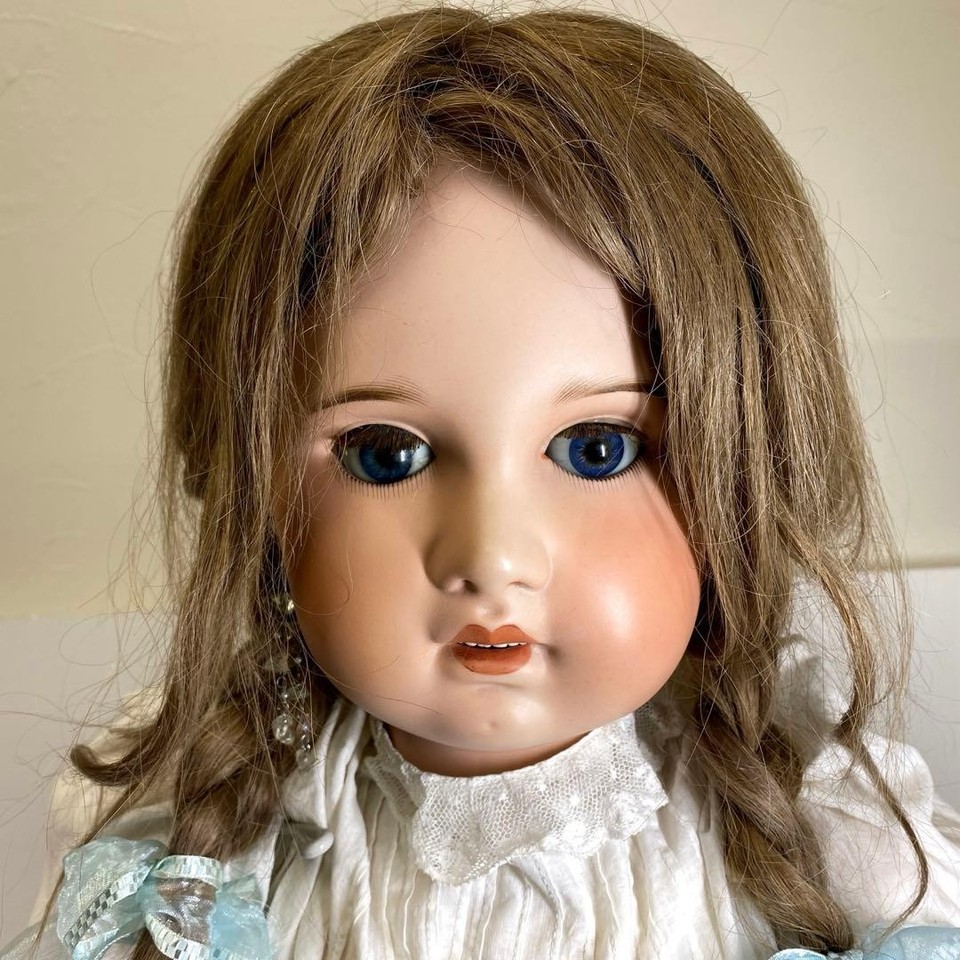 Sfbj Antique Jumeau 33.5in Extra Large Bisque Doll Head Blue Sleep Eye ...
