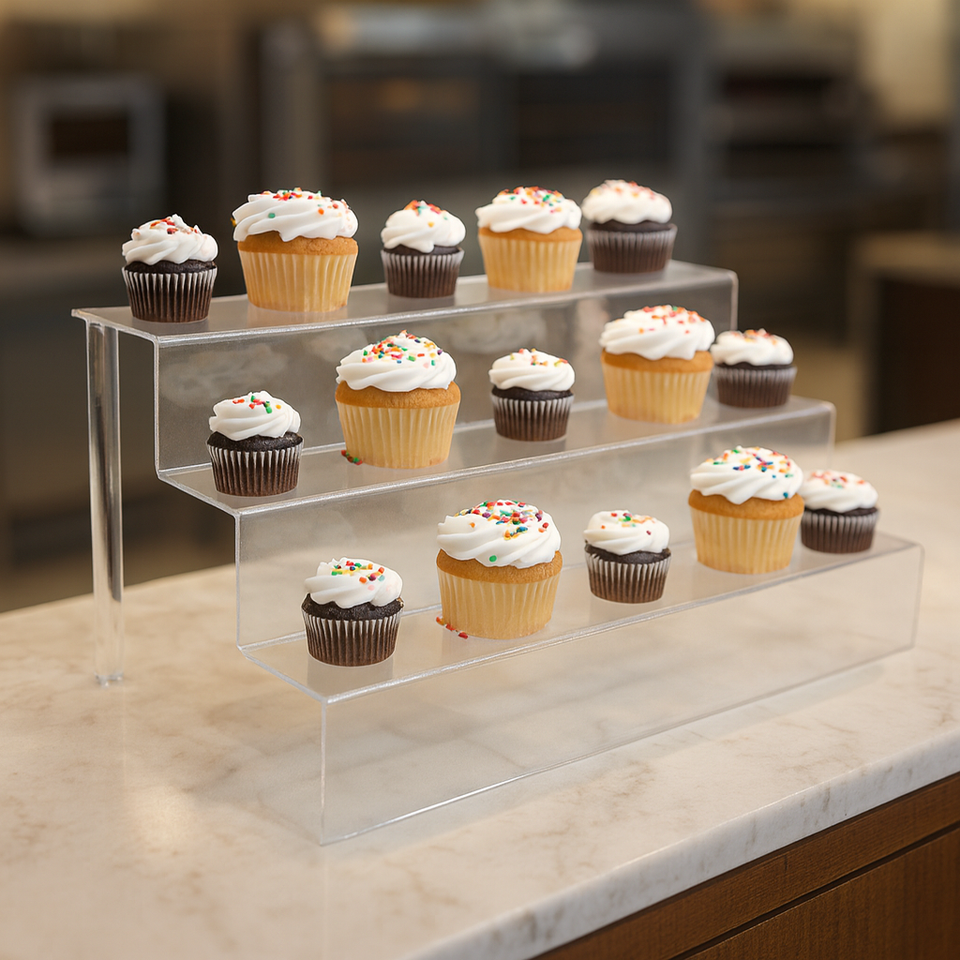 888 Display Three-Tier Acrylic Step Display Ultra Clear and Versatile ...