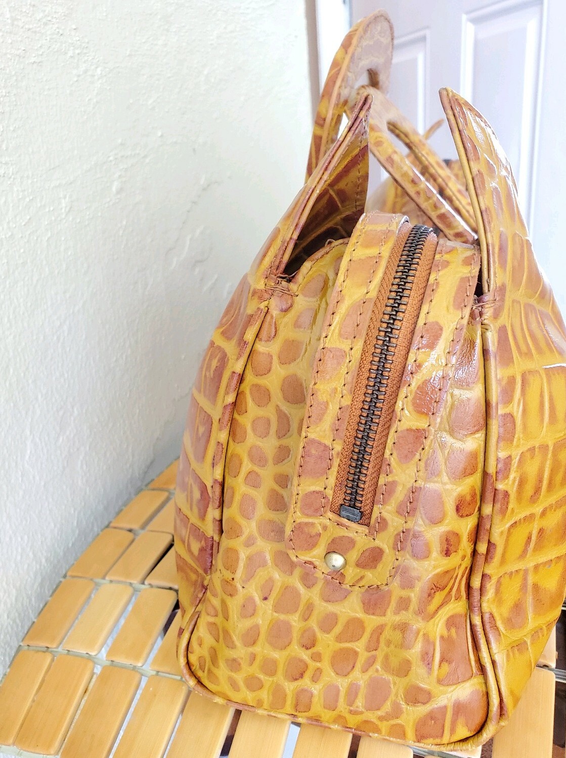 MICHAEL ROME VINTAGE CROC EMBOSSED LEATHER handbag PURSE, Pre-Love!! | eBay