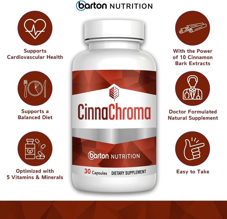 3Pack Barton Nutrition CinnaChroma Advanced Blood Sugar Support 30 Caps ...