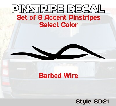 Set of 8 Barbed Wire Accent Pinstripe Vinyl Decals SD21 | eBay