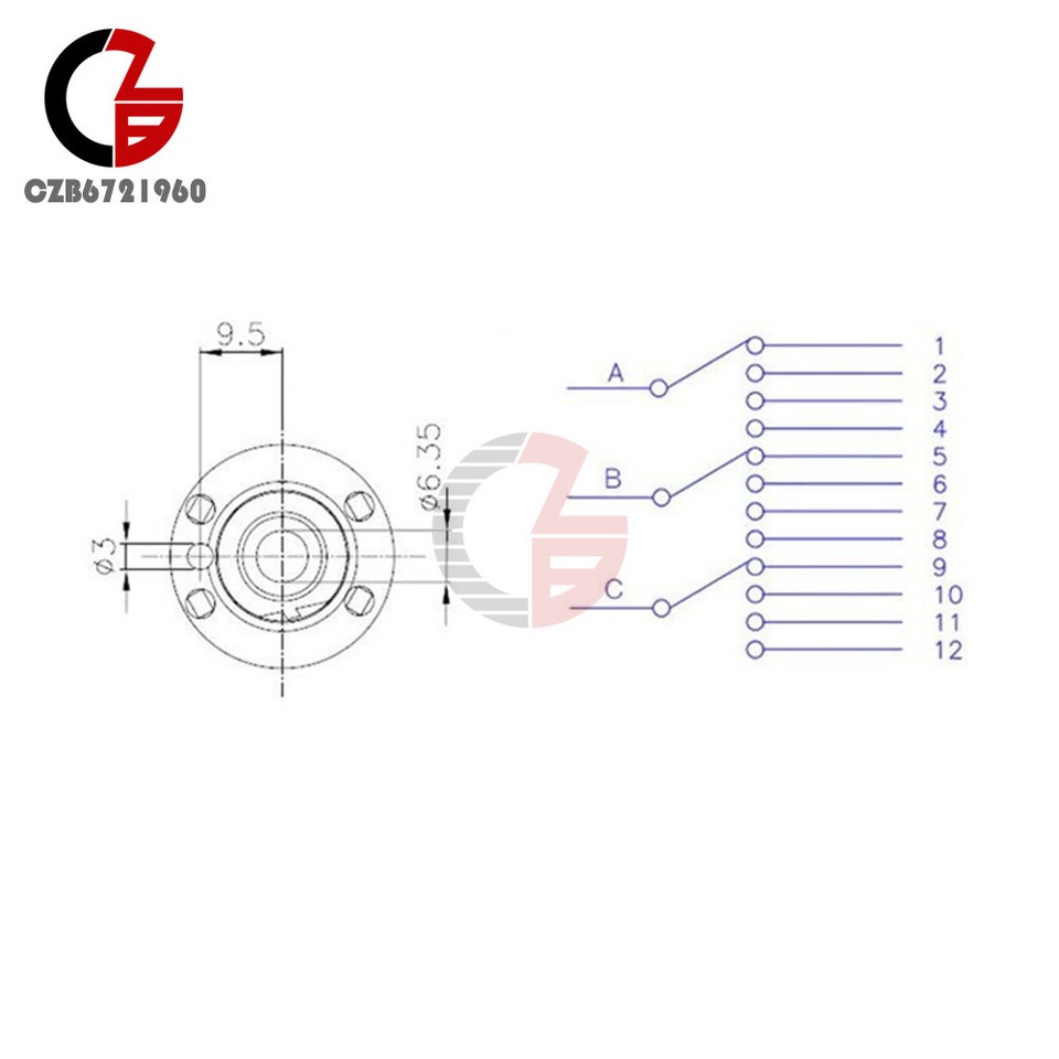 3P4T 3 Pole 4 Position Single Wafer Band Selector AC 125V Rotary Switch ...
