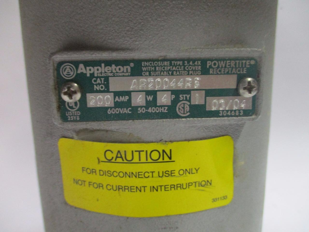 Appleton AR20044RS 200Amp Powertite Receptacle Housing Only 4W 4P STY 1 ...