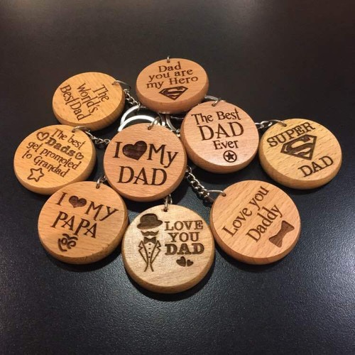 Dad Father Wooden Keyring Keychain Gifts - Engraved with heartfelt ...