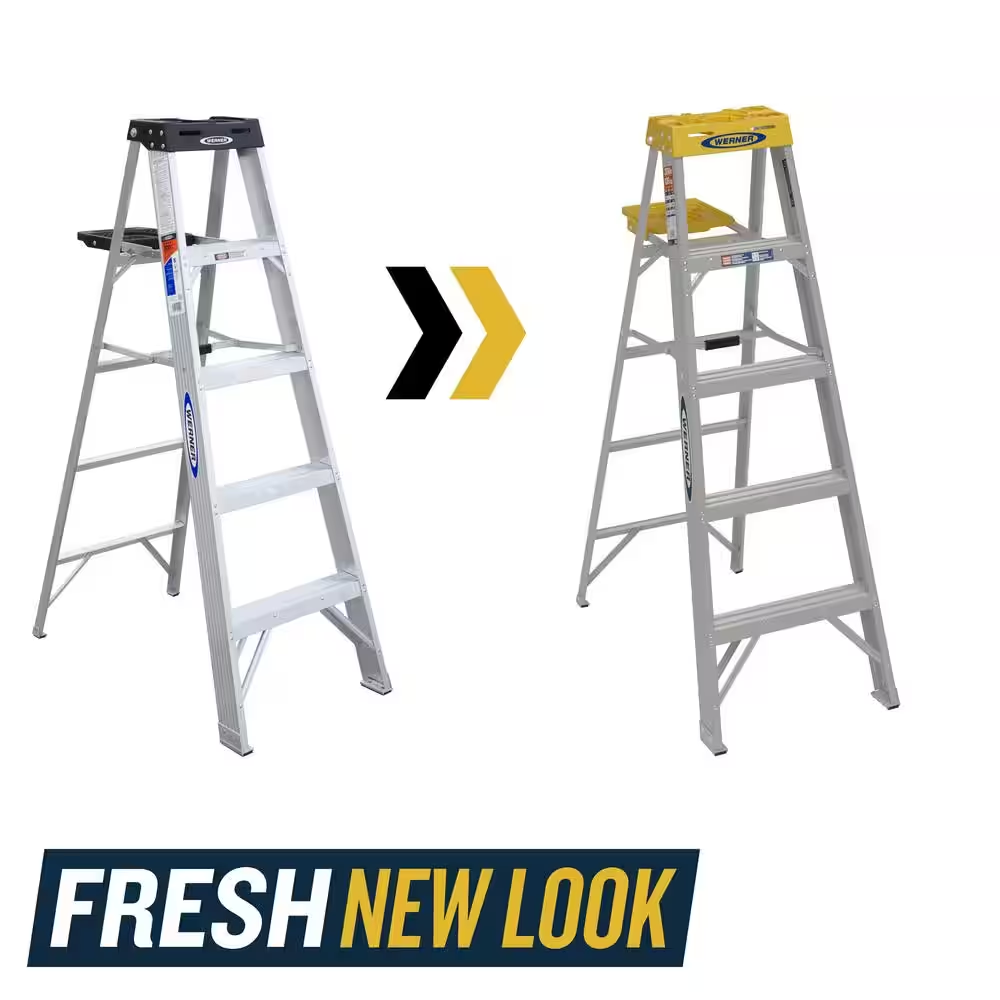 Werner 5 Ft Fiberglass Step Ladder With Shelf 300 Lb