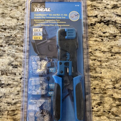 IDEAL 33-700 TeleMaster RJ-45/RJ-11 Kit Modular Plug Termination Crimp ...