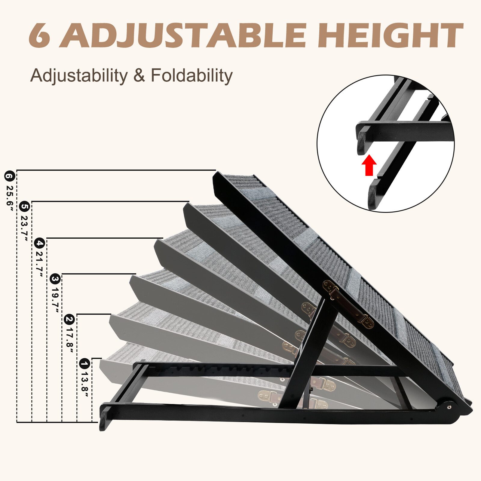 NAIZEA Adjustable Dog Ramp with Rails 57" Long Folding Pet Ramp Up to ...