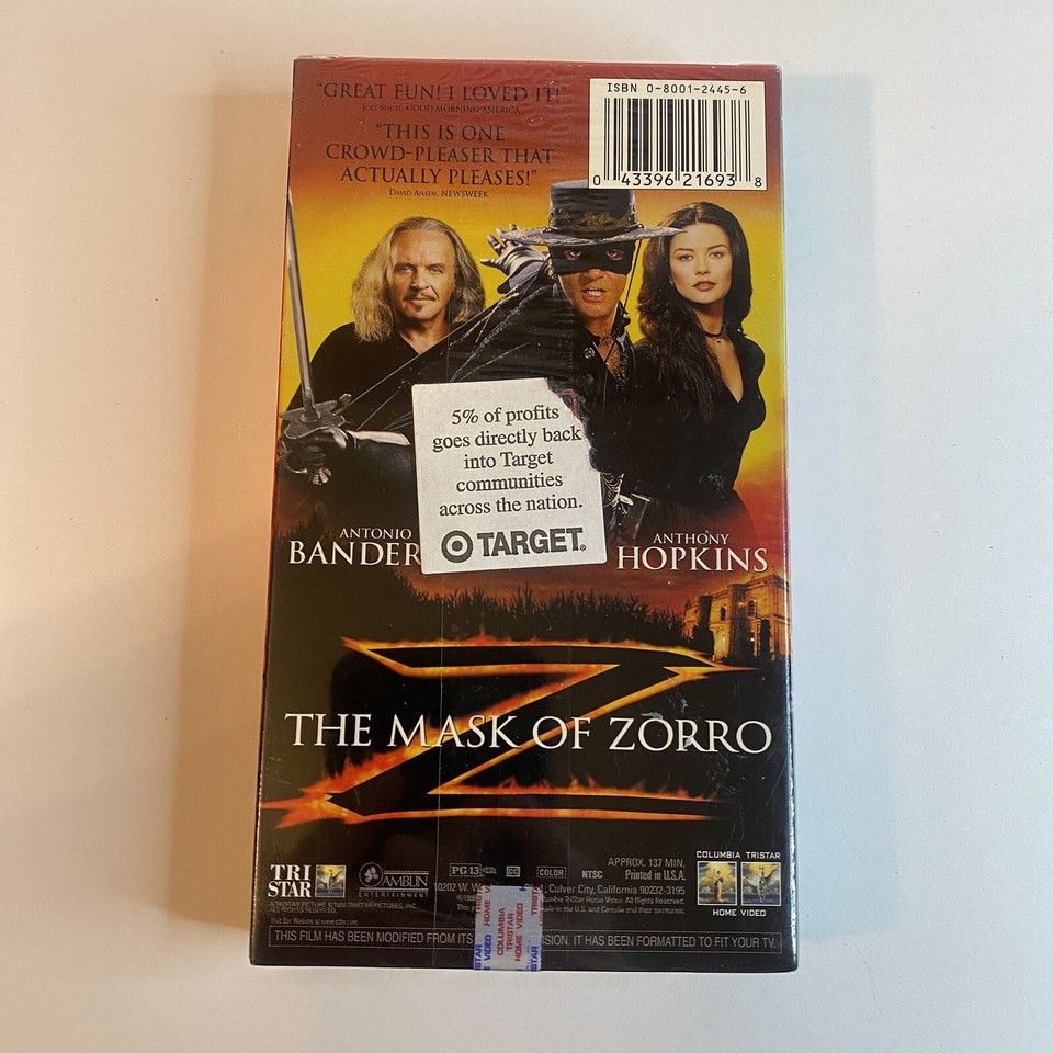 The Mask of Zorro - VHS, 1998, Columbia Tristar Factory Sealed ...