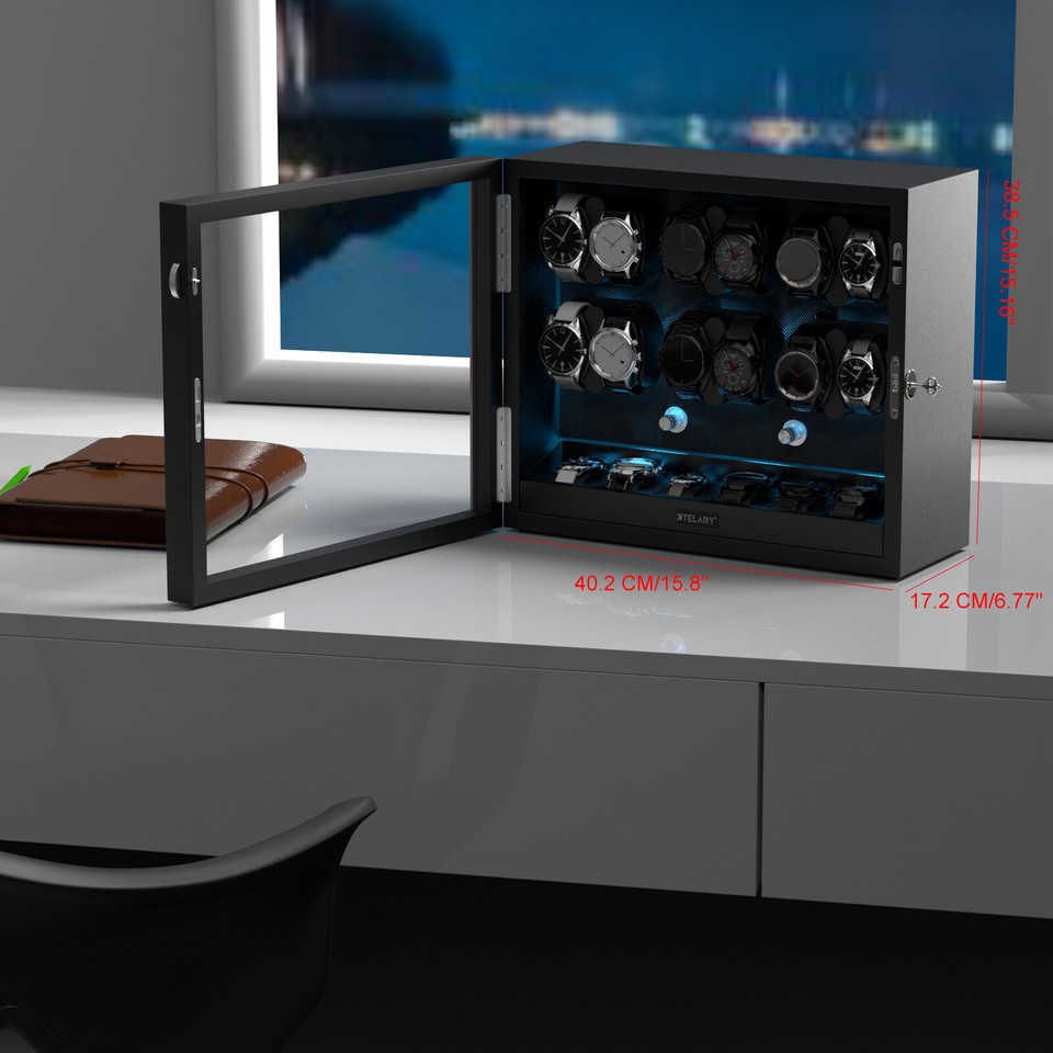 Automatic 12 Watch Winder Box With 6 Extra Storage Box With Mabuchi ...