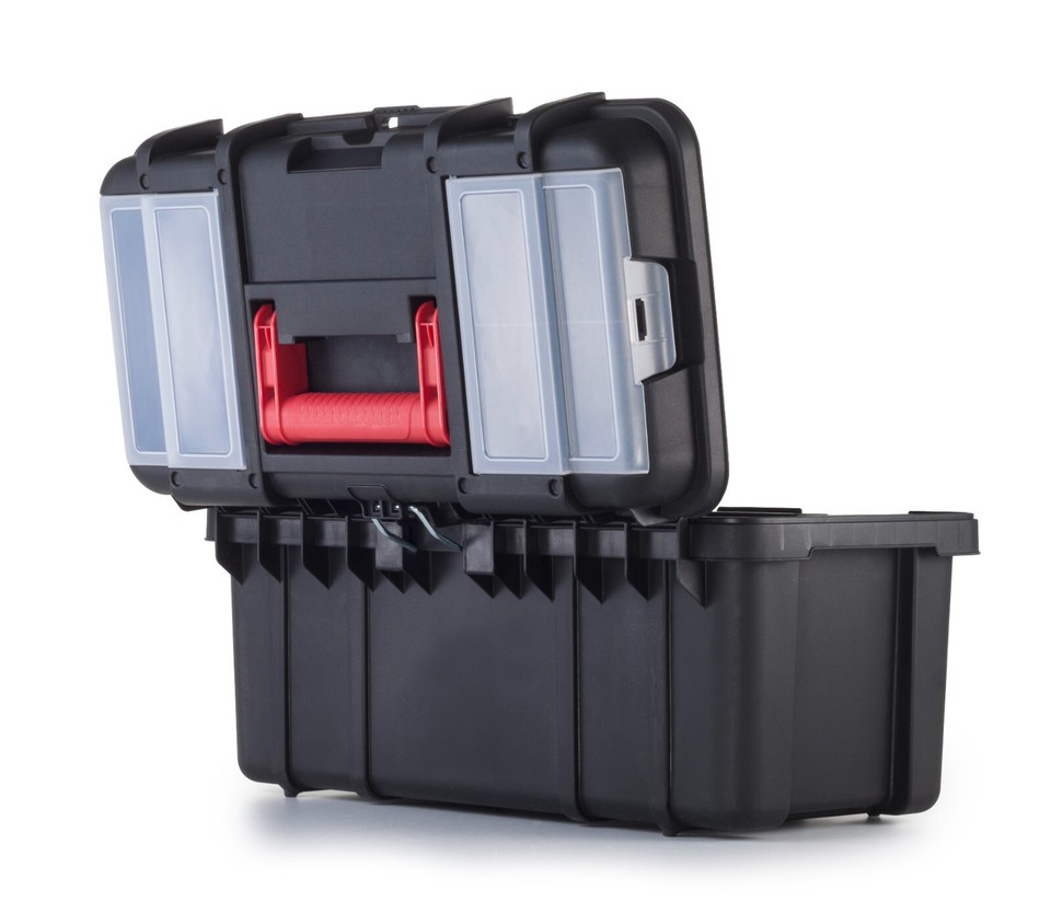 Hyper Tough 19-inch Toolbox, Plastic Tool and Hardware Storage, Black ...